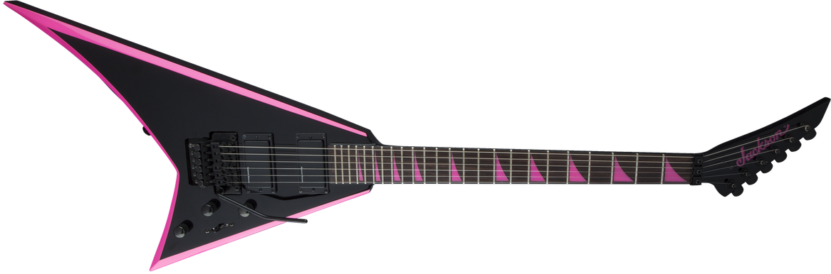X Series Rhoads RRX24, Laurel Fingerboard, Black with Neon Pink Bevels