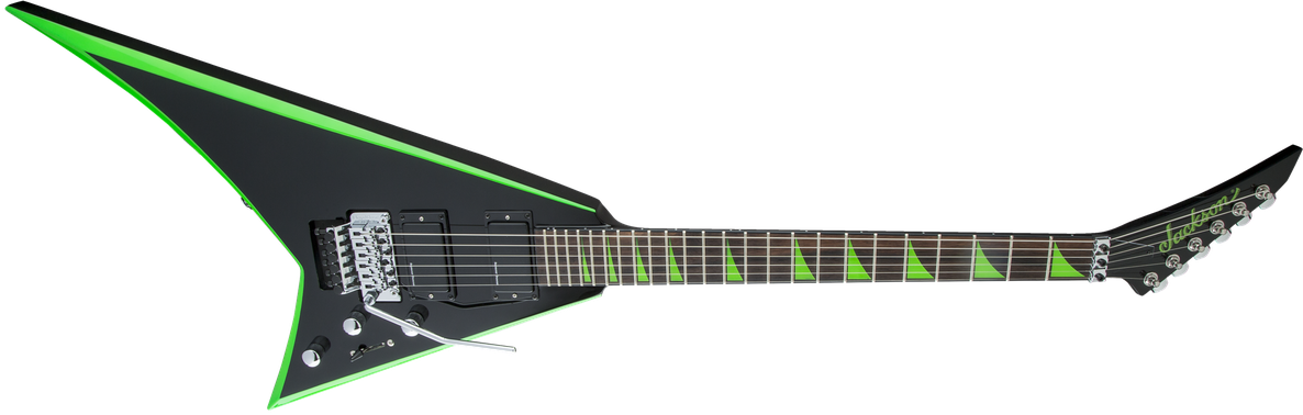 X Series Rhoads RRX24, Laurel Fingerboard, Black with Neon Green Bevels